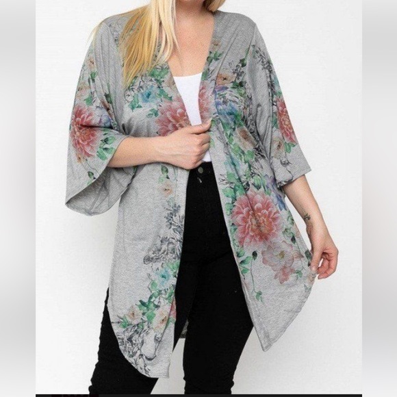 Sweaters | Floral Print Kimono Style Split Side Cardigan | Poshmark